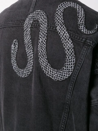 Amiri Embroidered Snake Denim Jacket In Aged Black | ModeSens