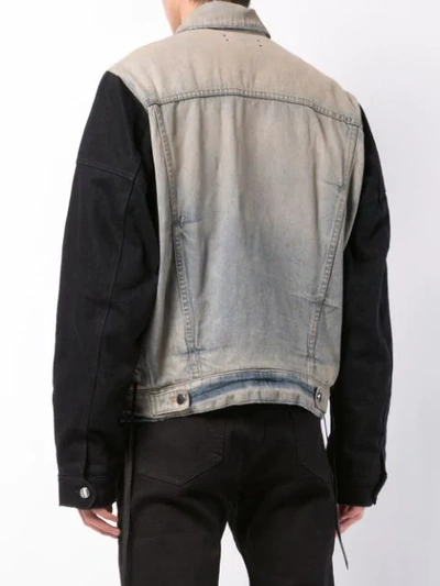 Amiri Two-tone Denim Trucker Jacket In Dirty Indigo Black | ModeSens