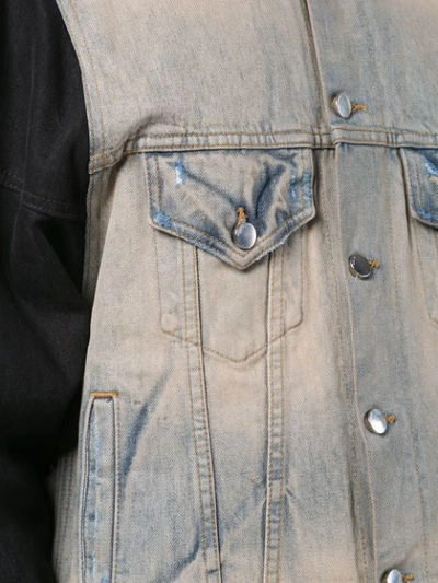 Amiri Two-tone Denim Trucker Jacket In Dirty Indigo Black | ModeSens