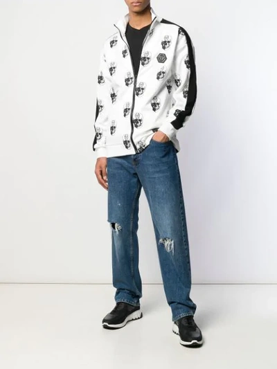 Philipp Plein Skull Logo Jacket In White | ModeSens