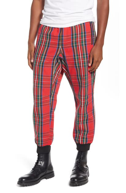 Wesc Tartain Plaid Jogger Sweatpants In Salsa Red | ModeSens