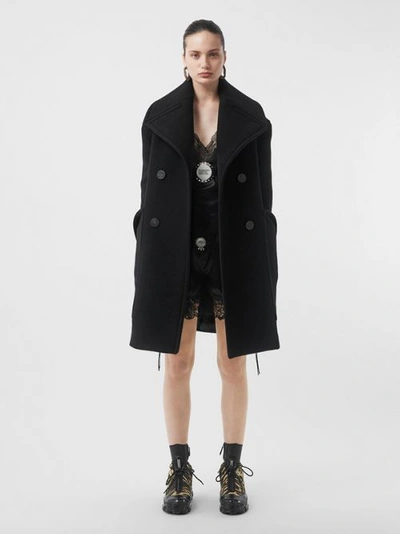 Burberry Bottle Cap Detail Satin And Lace Oversized Camisole In Black ...