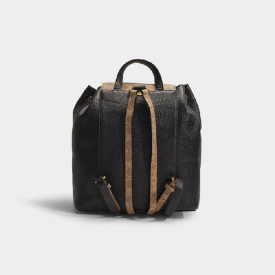 Coach Evie Backpack In Black Leather And Tan Signature Coated Canvas ...