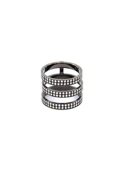 Repossi 'berbère' Diamond 18k Black Gold Three Row Phalanx Ring | ModeSens