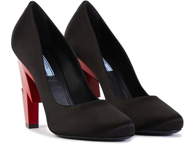 Prada Lightning Bolt Heels In Nero+rosso | ModeSens