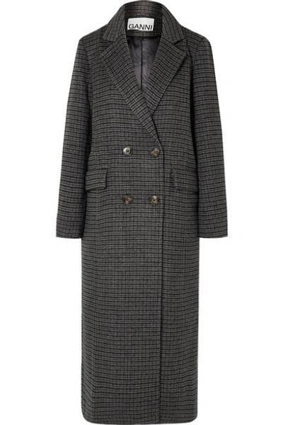 Ganni Double-breasted Checked Wool-blend Coat In Multi | ModeSens