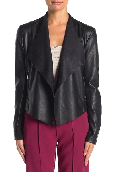 French Connection Stephanie Faux Leather Waterfall Jacket In Black ...