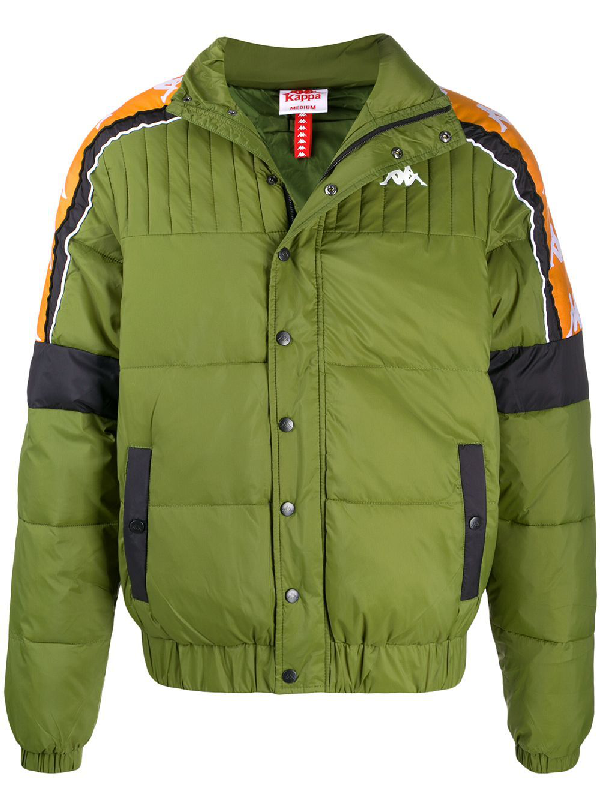 Kappa Green Polyamide Down Jacket In 939 Green Black Orange | ModeSens