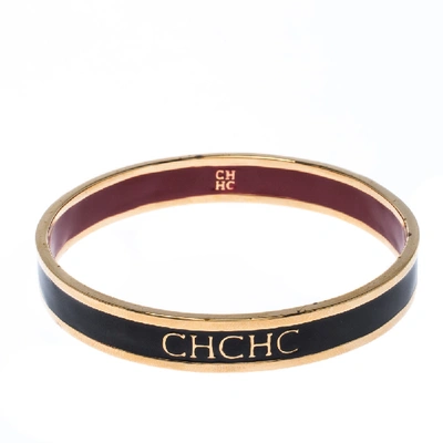 Pre-owned Ch Carolina Herrera Carolina Herrera Ch Logo Enamel Gold Tone ...