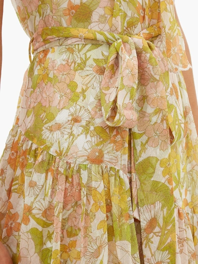 Zimmermann Super Eight Floral Print Silk Chiffon Dress In Pink Multi