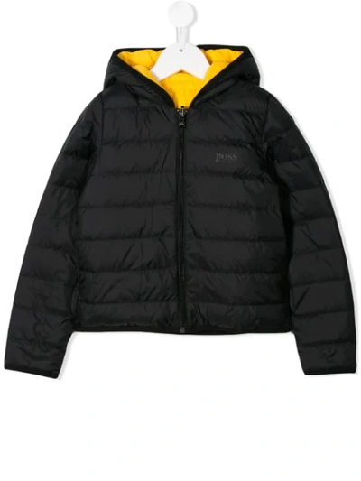 Hugo Boss Kids' Reversible Logo Band Puffer Jacket In Black | ModeSens