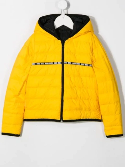 Hugo Boss Kids' Reversible Logo Band Puffer Jacket In Black | ModeSens