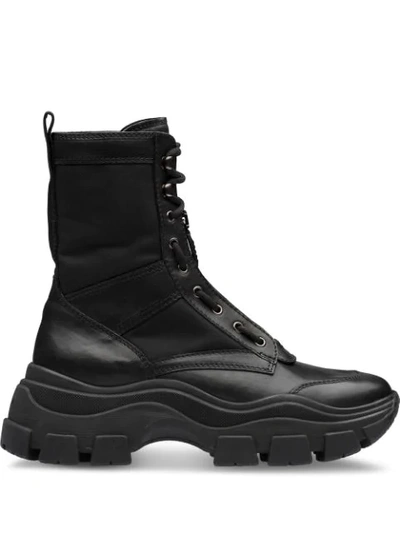 Prada Chunky Sole Combat Boots In Black | ModeSens