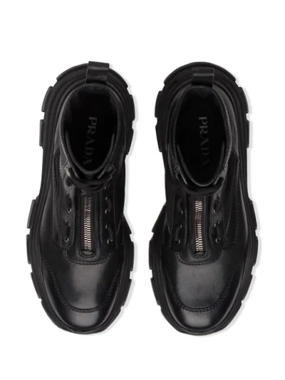 Prada Chunky Sole Combat Boots In Black | ModeSens