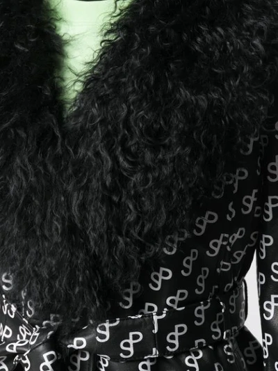 Saks Potts Trimmed Logo Print Coat In Black | ModeSens