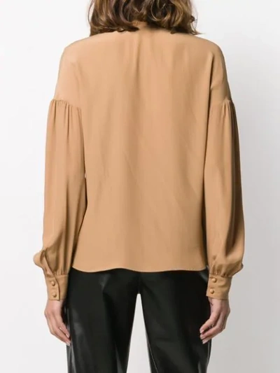 Pinko Pussy Bow Blouse In Brown Modesens