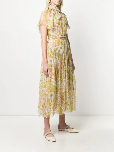 Zimmermann Super Eight Floral Print Silk Chiffon Dress In Pink Multi