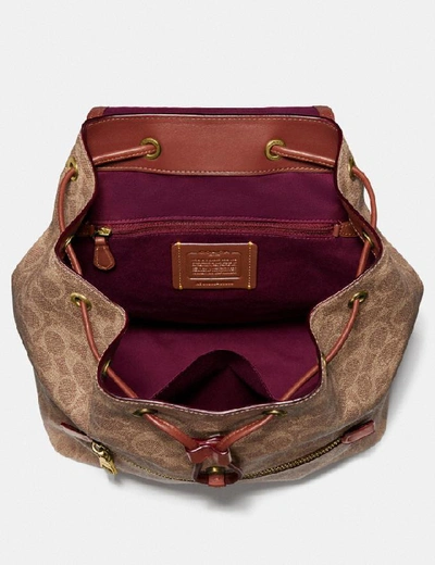 Coach Evie Backpack In Signature Canvas In Tan/rust/brass | ModeSens