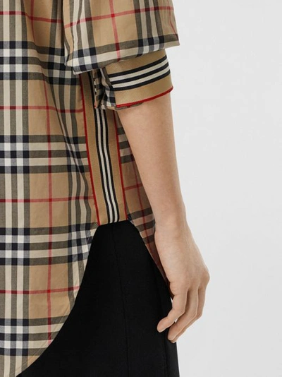 Burberry Vintage Check Stretch Cotton Oversized Shirt In Antique Yel Ip ...