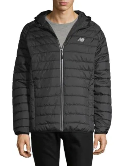 New Balance Puffer Hooded Jacket In Black | ModeSens