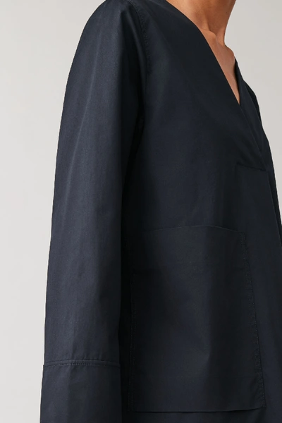 Cos Pleated Cotton Top In Blue | ModeSens