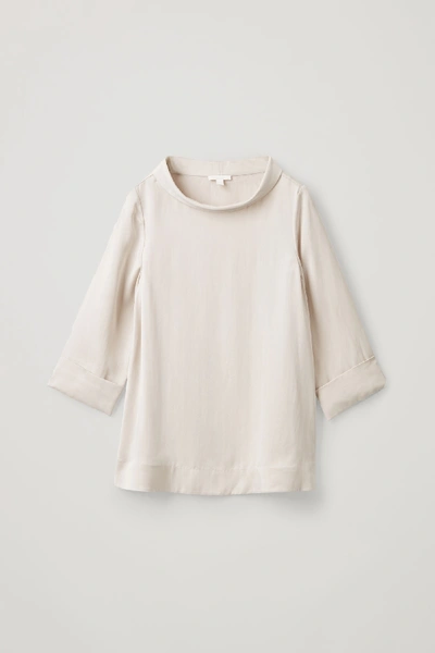 Cos Open Collar Top In Brown | ModeSens