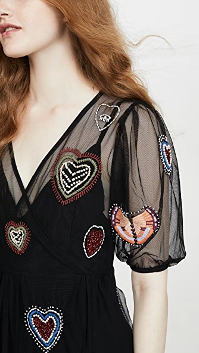 Farm Rio Coracoes Tulle Dress In Black Multi | ModeSens