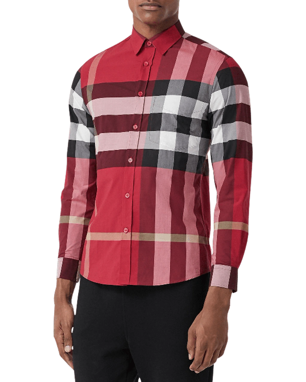 Burberry Somerton Nova check Cotton blend Poplin Shirt In Red ModeSens