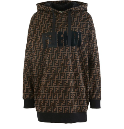 Fendi Ff Monogram Print Hoodie In Brown | ModeSens