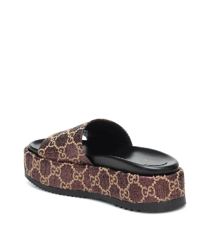 Gucci Angelina Logo-embellished Lamé Platform Slides In Purple | ModeSens