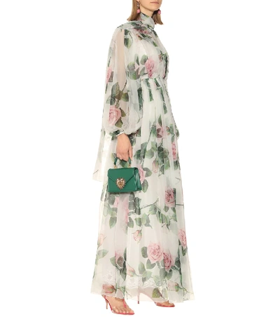 Dolce & Gabbana Long Tropical Rose Print Chiffon Dress In Neutrals ...