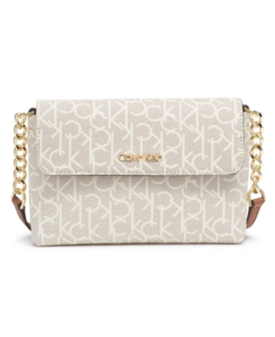 Calvin Klein Hudson Signature Crossbody In Txt Alm Khaki/luggage/gold ...