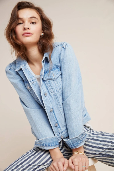 Paige Rowan Striped Denim Jacket In Blue | ModeSens