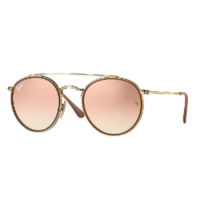 Ray Ban Round Double Bridge Sunglasses Gold Frame Copper Lenses 51-22 ...