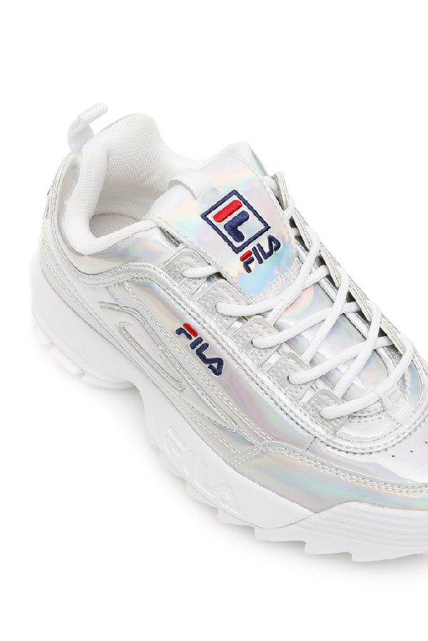 Fila Metallic Disruptor Sneakers In Silver Modesens