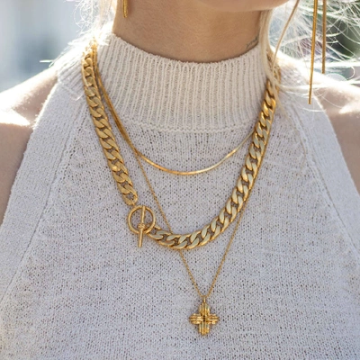 Missoma Lucy Williams Large Ridge Cross Necklace 18ct Gold Plated Vermeil ModeSens