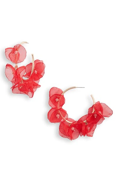 Stella Ruby Chiffon Petal Hoop Earrings In Gold bright Red ModeSens