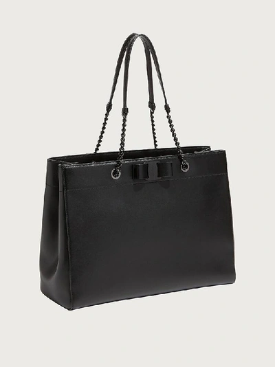 Ferragamo Vara Bow Double Handle Bag In Black | ModeSens