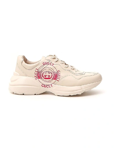 Gucci Beige Disc Print Rython Sneakers In White | ModeSens