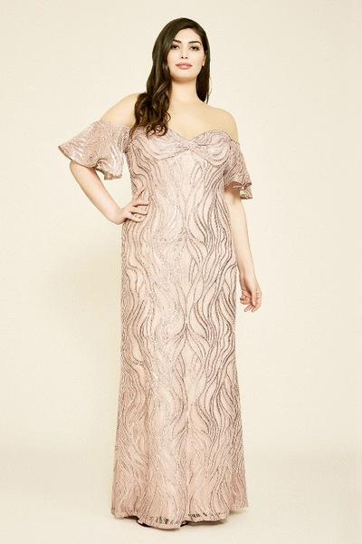 Tadashi Shoji Nerilla Sequin Off-the-shoulder Illusion Gown - Plus Size ...