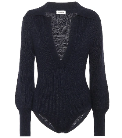 Nanushka 'azha' Recycled Cashmere Bodysuit In Navy | ModeSens