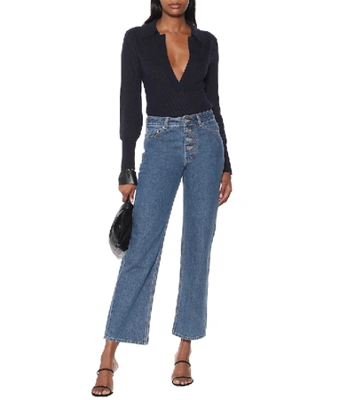 Nanushka 'azha' Recycled Cashmere Bodysuit In Navy | ModeSens