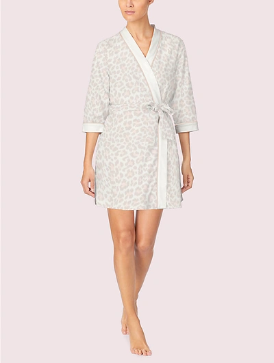 Kate Spade Leopard Terry Robe In White/animal Print | ModeSens