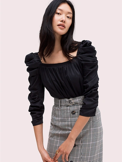 Kate Spade Square Neck Puff Sleeve Poplin Blouse In Fresh White Modesens