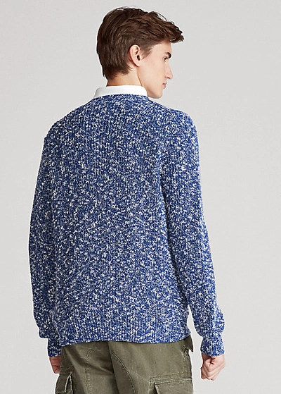 Ralph Lauren Flag Marled Cotton Sweater In Denim Ragg | ModeSens