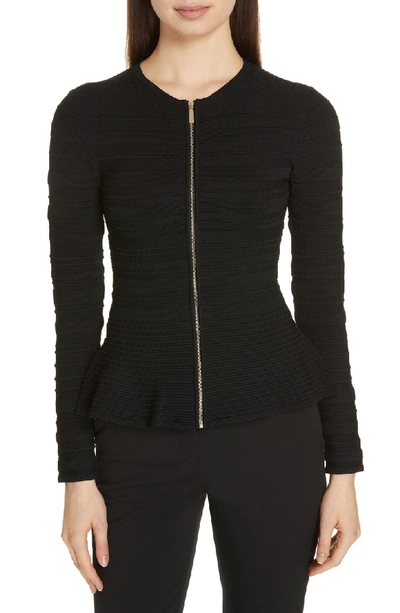 Ted Baker Deari Structured Peplum Cardigan In Black | ModeSens