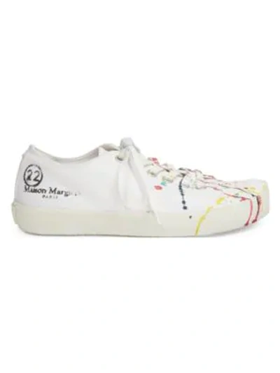 Maison Margiela Tabby Paint-splattered Sneakers In White Multi | ModeSens