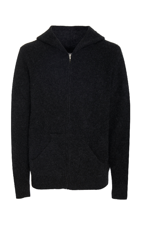 The Elder Statesman Patch Cashmere Hoodie In Grey | ModeSens
