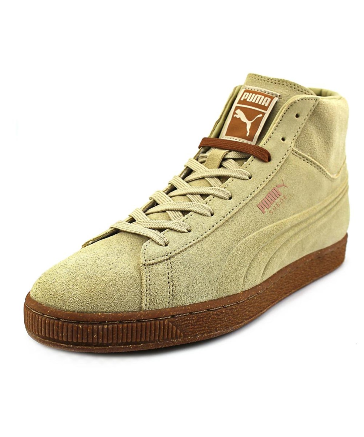 Puma Suede Embossed Mixed Rubber Mid Round Toe Suede Sneakers In Khaki ...