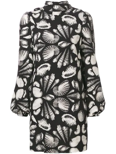 Alexander Mcqueen Shell Print Dress In Black | ModeSens